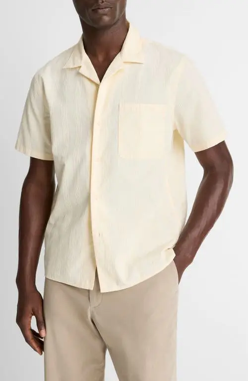 Vince Union Textured Stripe Cotton Camp Shirt - Meadowlark