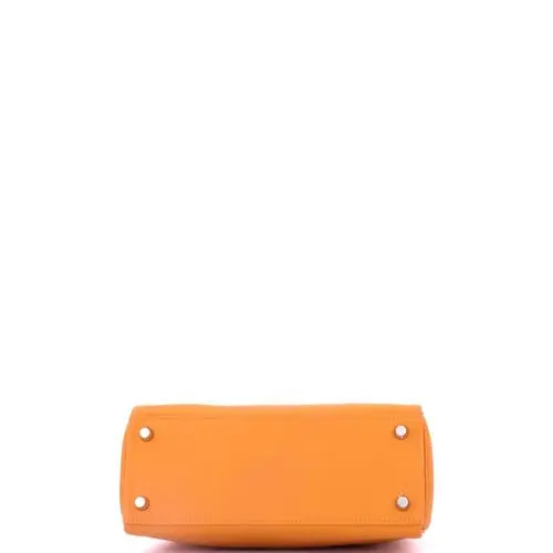 Hermès Kelly Handbag Orange Swift With Palladium Hardware 25
