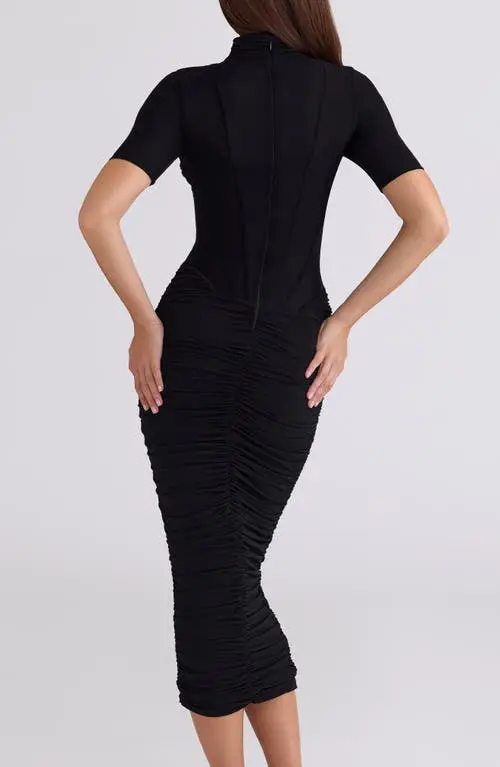 House Of Cb Sorrel Corset Stretch Mesh Midi Dress
