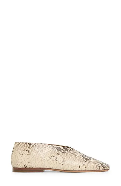 MANSUR GAVRIEL Snakeskin Embossed Square Toe Flat