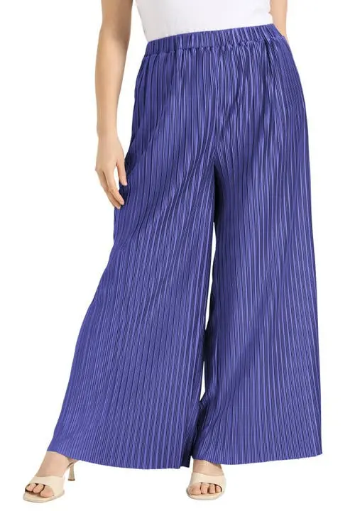 JUNE + VIE Plisse High Rise Straight Leg Pants