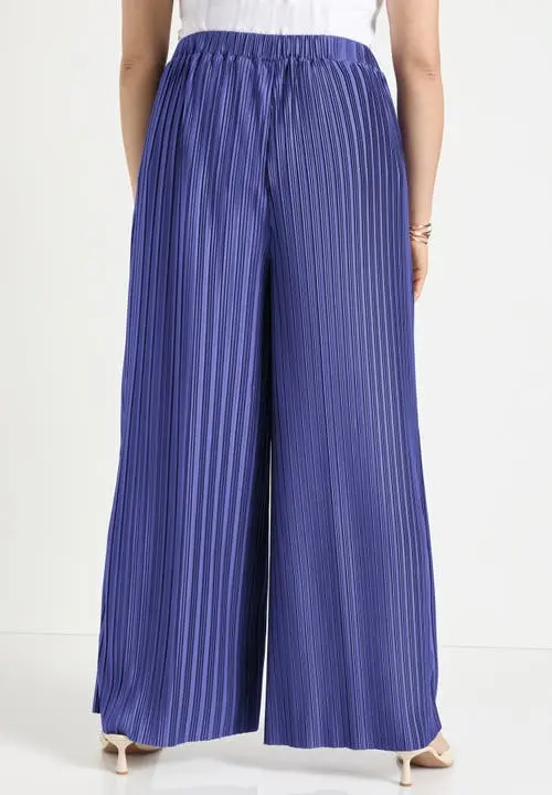 JUNE + VIE Plisse High Rise Straight Leg Pants