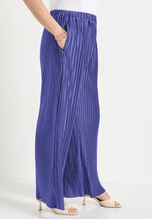 JUNE + VIE Plisse High Rise Straight Leg Pants