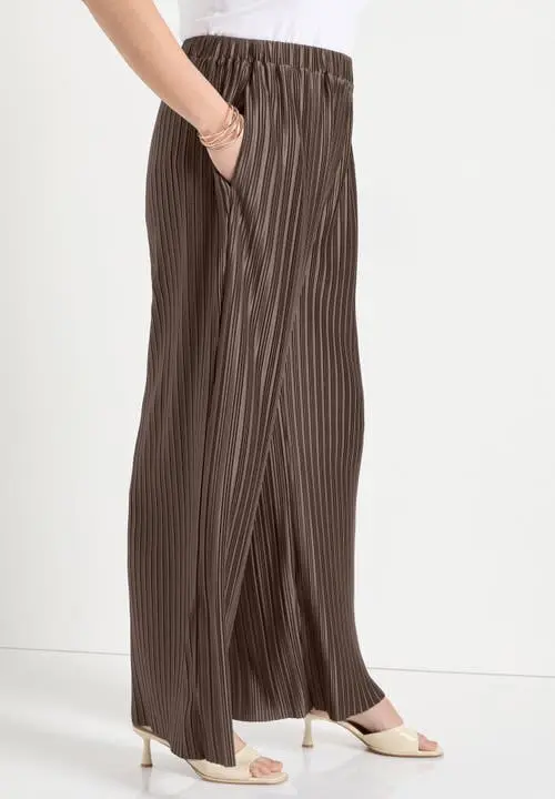 JUNE + VIE Plisse High Rise Straight Leg Pants