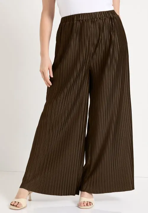 JUNE + VIE Plisse High Rise Straight Leg Pants
