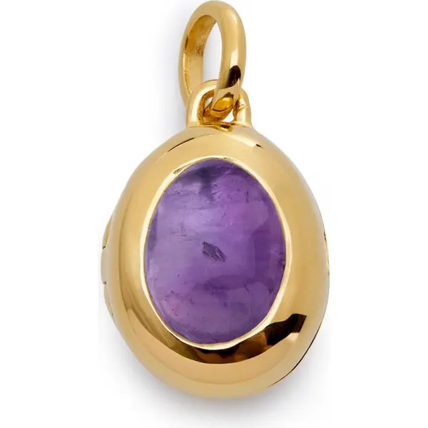 Monica Vinader Birthstone Locket Pendant - 18ct Gold Vermeil/amethyst