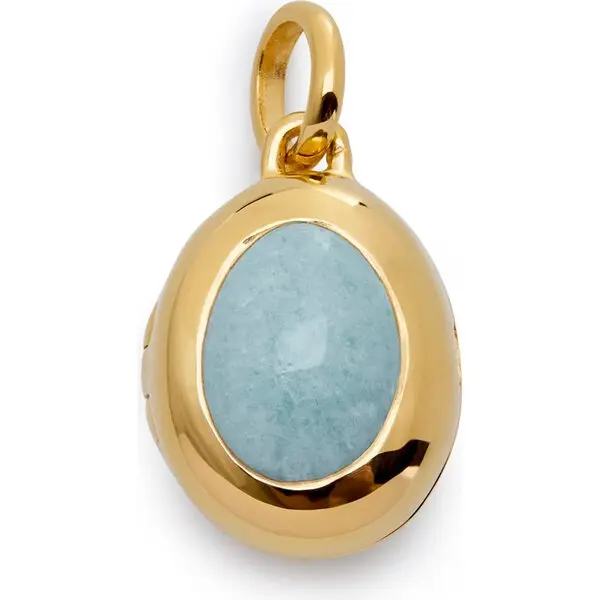 Monica Vinader Birthstone Locket Pendant - 18ct Gold Vermeil/aquamarine