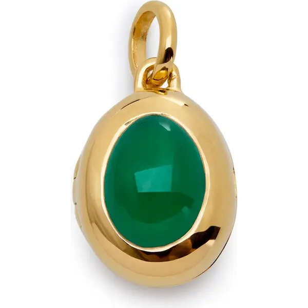 Monica Vinader Birthstone Locket Pendant - 18ct Gold Vermeil/green Onyx