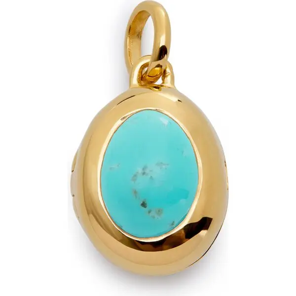 Monica Vinader Birthstone Locket Pendant - 18ct Gold Vermeil/turquoise