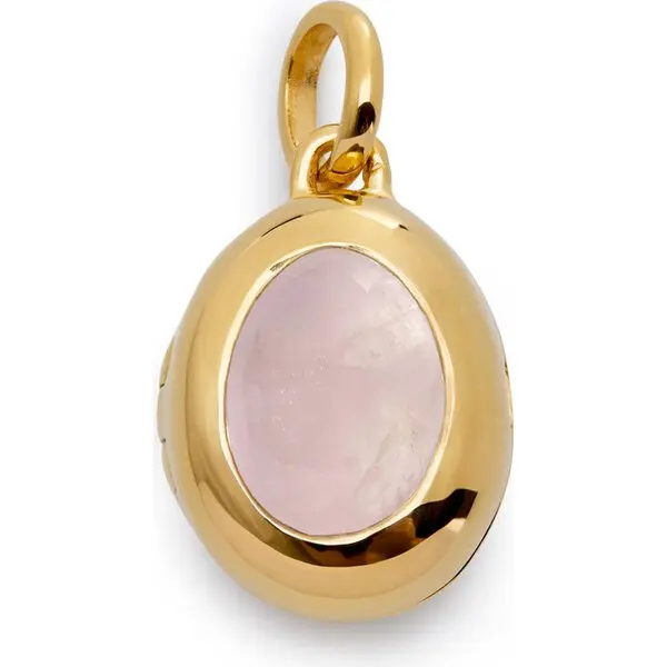 Monica Vinader Birthstone Locket Pendant - 18ct Gold/rose Quartz