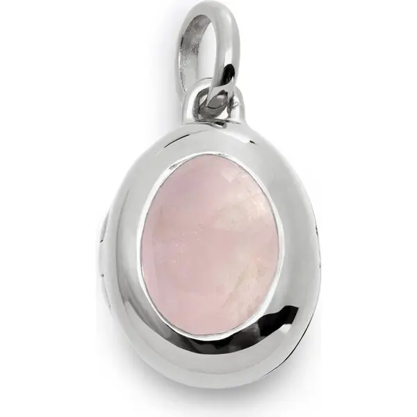 Monica Vinader Birthstone Locket Pendant - Sterling Silver/rose Quartz