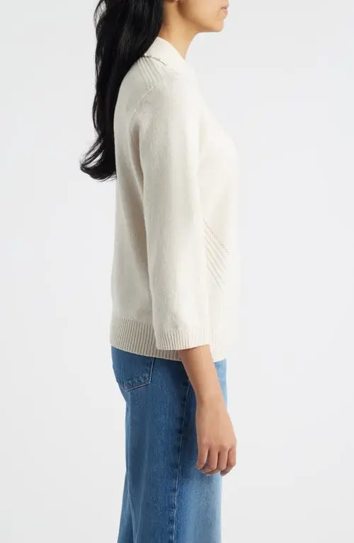 Wit & Wisdom Bead Trim Collared Sweater - Winter Pearl