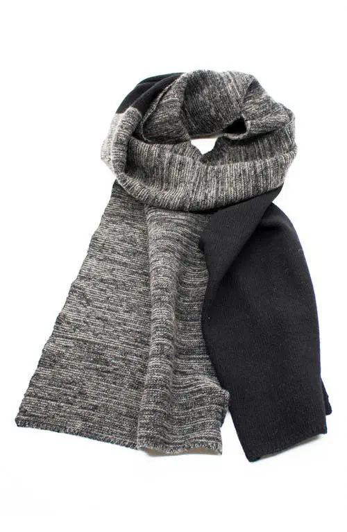 Portolano Colorblock Cashmere Scarf - Black/medium Heather Grey