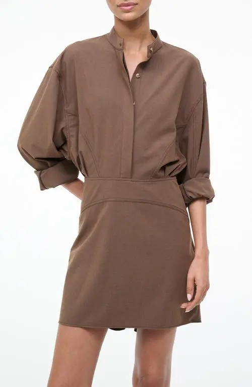 Staud Kiln High-low Long Sleeve Shirt Dress - Nutmeg