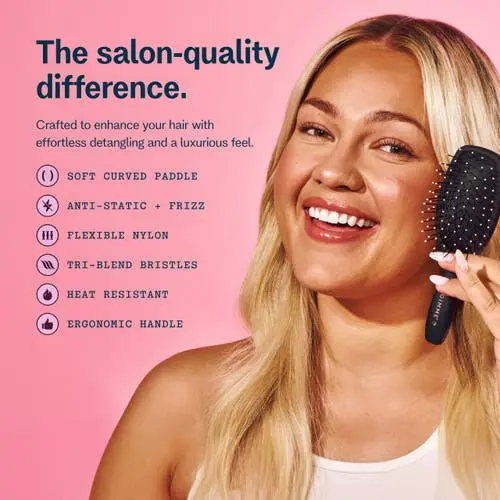 GIMME BEAUTY Mini Travel Detangler Brush With Anti-static - Black