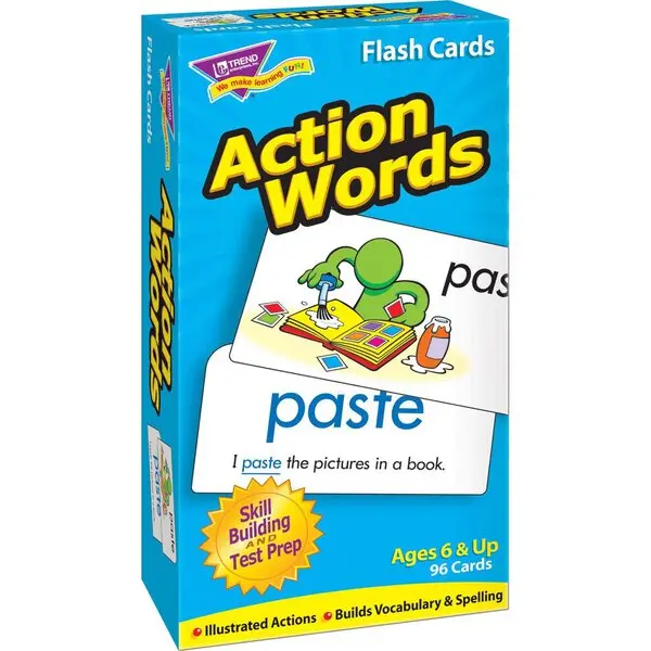 TREND ENTERPRISES Action Words Skill Drill Flash Cards - Multicolored
