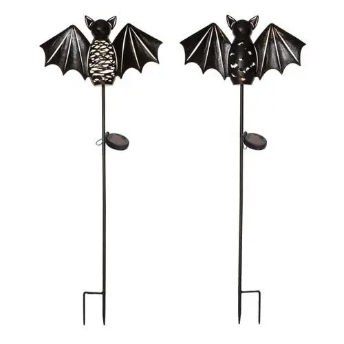 TRANSPAC Metal Bat Yard Stake Set Of Halloween Decorations Outdoor