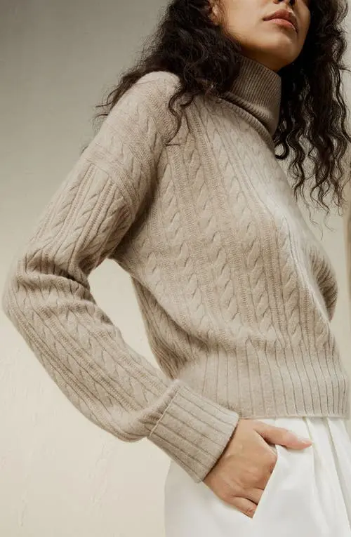 Lilysilk Classic Cable Knit Turtleneck Sweater
