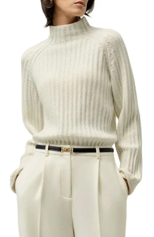 Lilysilk Pointelle Mock Neck Sweater