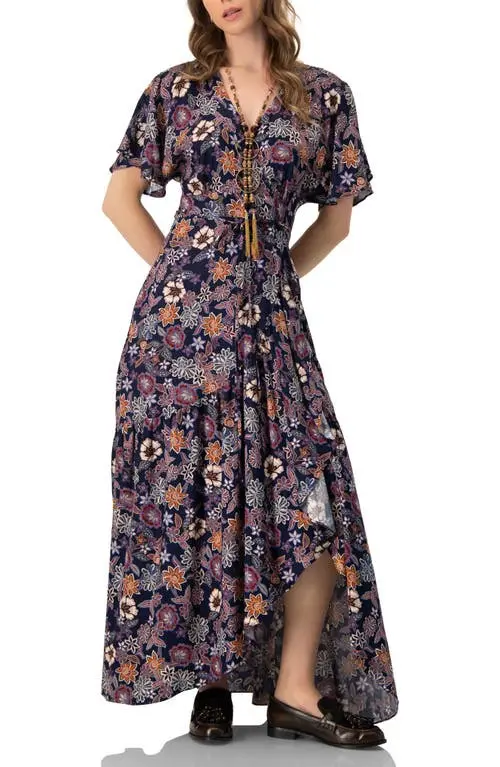 IVONNE V-neck Wrap Maxi Dress - Multi-brown