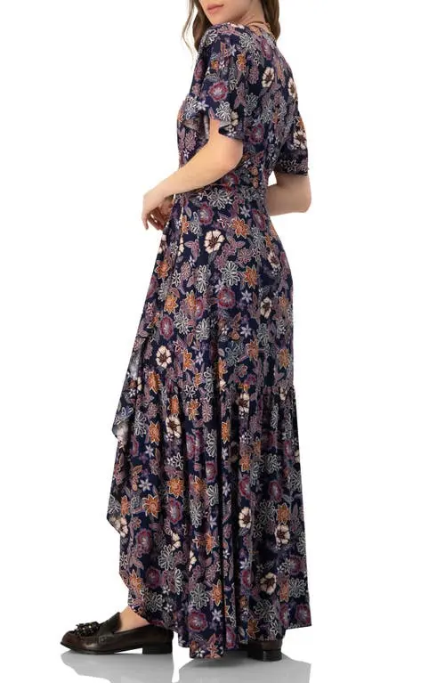 IVONNE V-neck Wrap Maxi Dress - Multi-brown