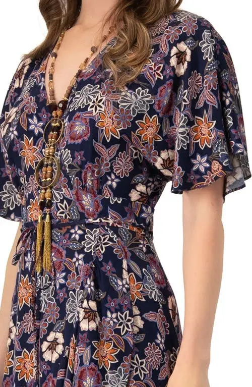 IVONNE V-neck Wrap Maxi Dress - Multi-brown