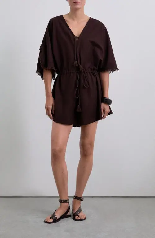 SCALPERS Short Rustic Linen Jumpsuit