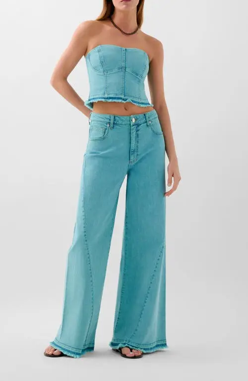 SCALPERS Ques Corse Denim Corset Top - Turquoise