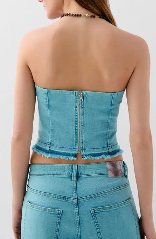SCALPERS Ques Corse Denim Corset Top - Turquoise