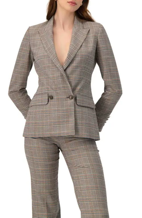 IVONNE Double-breasted Prince Of Wales Blazer - Multi-brown