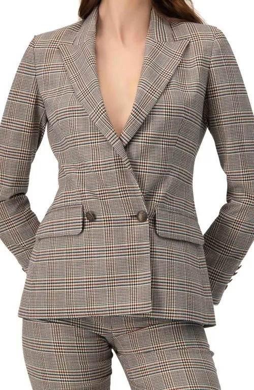 IVONNE Double-breasted Prince Of Wales Blazer - Multi-brown