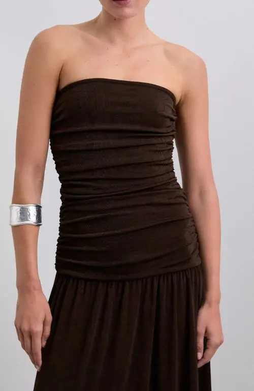 SCALPERS Strapless Midi Dress - Brown