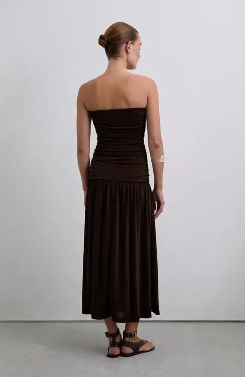 SCALPERS Strapless Midi Dress - Brown