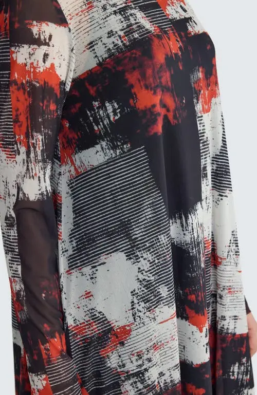 LUUKAA Aislinn Printed Mesh Midi Dress