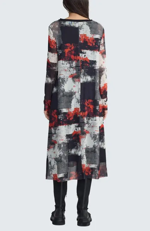 LUUKAA Aislinn Printed Mesh Midi Dress