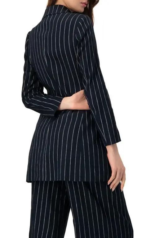 IVONNE Striped Blazer With Patch Pockets