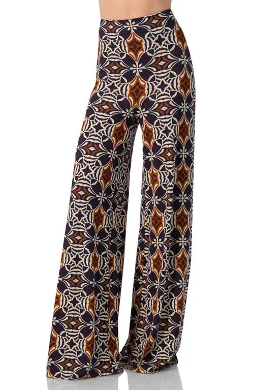 IVONNE Patterned Wide-leg Palazzo Trousers