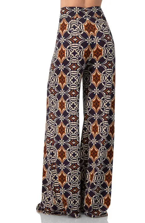 IVONNE Patterned Wide-leg Palazzo Trousers