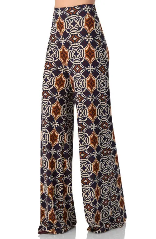 IVONNE Patterned Wide-leg Palazzo Trousers