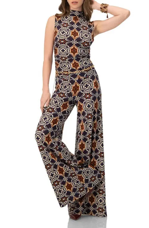 IVONNE Patterned Wide-leg Palazzo Trousers