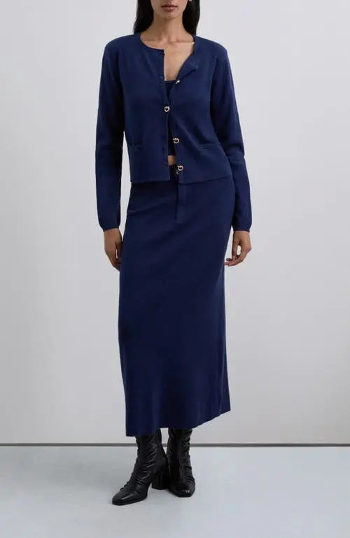 SCALPERS Fine Knit Cardigan - Navy