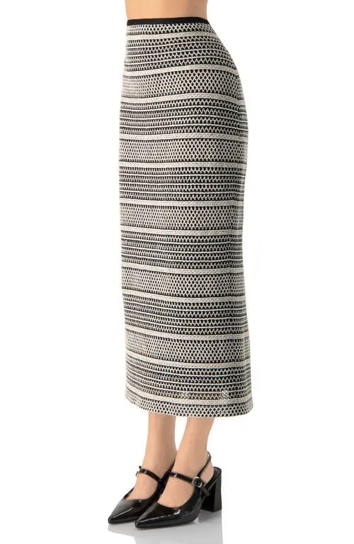 IVONNE Knitted Geometric Pencil Midi Skirt