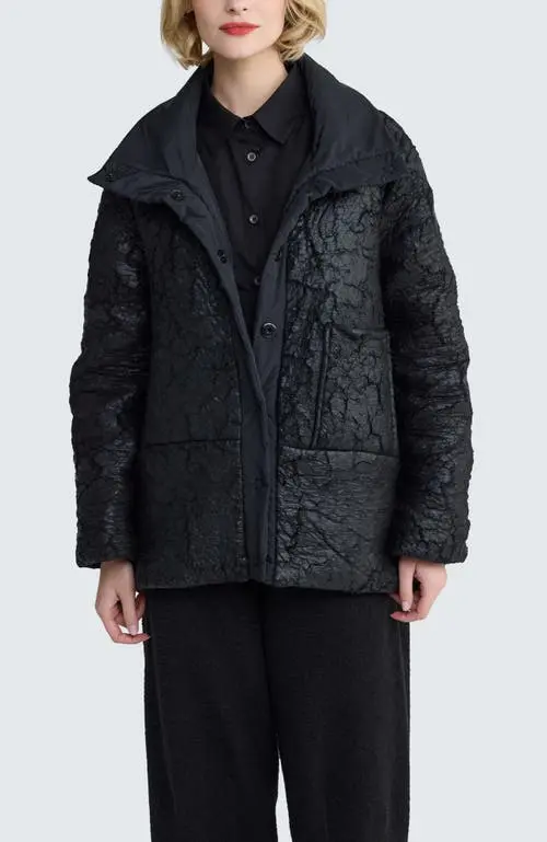 LUUKAA Elva Textured Coat And Hat Set - Black
