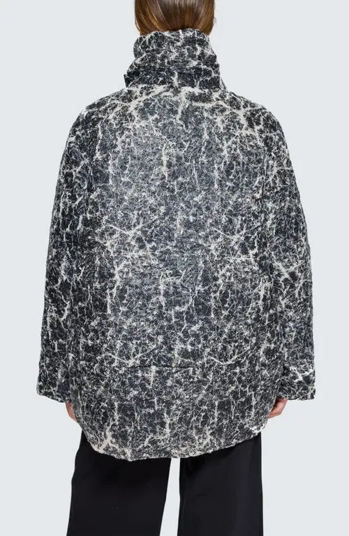 LUUKAA Elva Textured Coat And Hat Set - Ecru Black