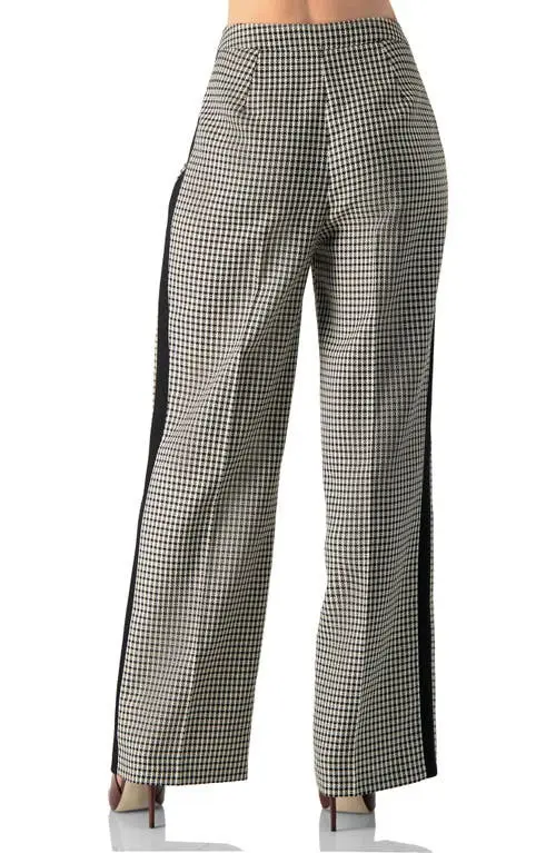 IVONNE Checkered Wide-leg Trousers - Black