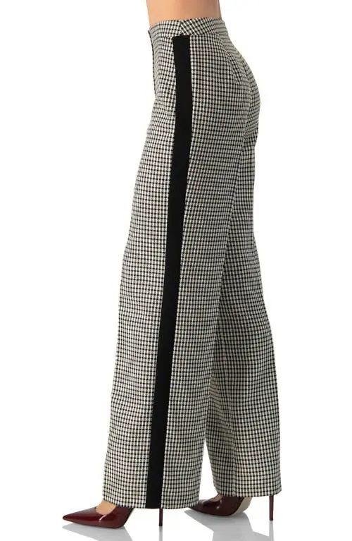 IVONNE Checkered Wide-leg Trousers - Black