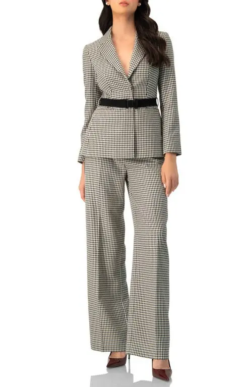 IVONNE Checkered Wide-leg Trousers - Black