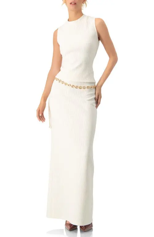 IVONNE Sleeveless Ribbed Crewneck Top - Natural