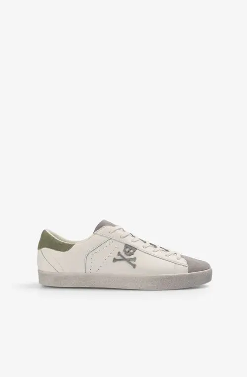 SCALPERS Side Skull Leather Sneakers - Khaki