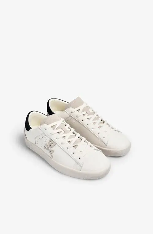 SCALPERS Side Skull Leather Sneakers - Whiteindigo